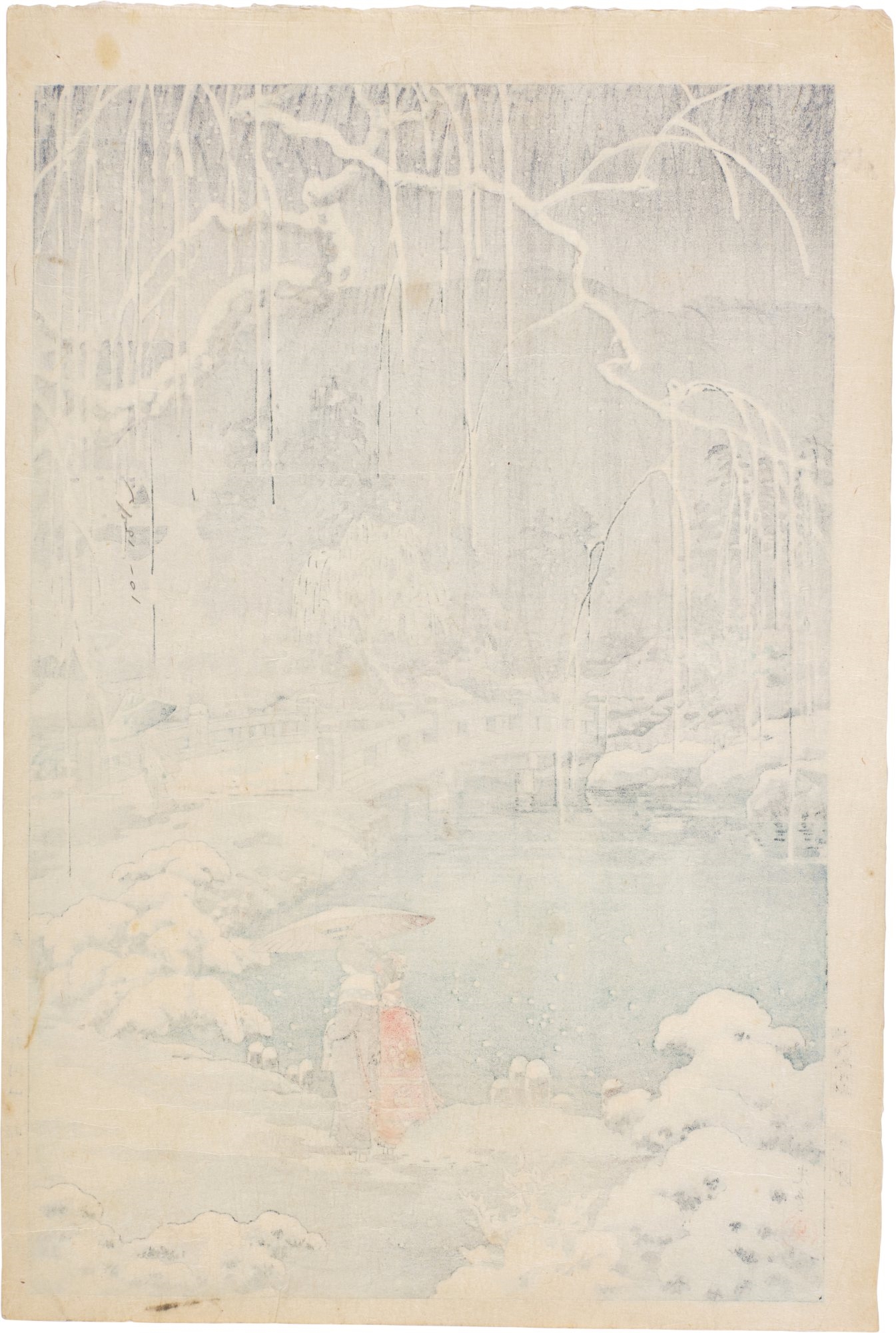 Tsuchiya Koitsu | Spring Snow at Maruyama, Kyoto ( Haru no yuki, Kyoto Maruyama ) (1936) | MutualArt