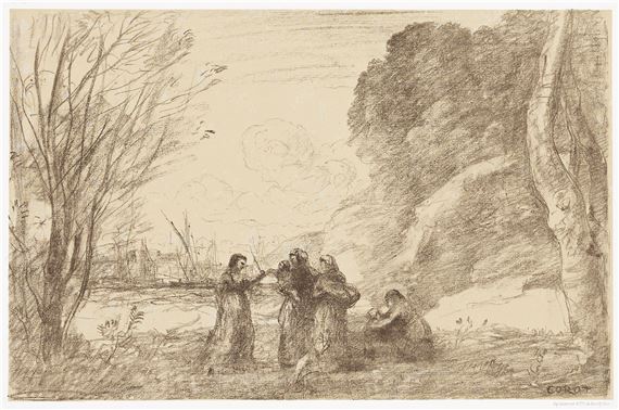 Jean Baptiste Camille Corot | Une Famille à Terracine | MutualArt