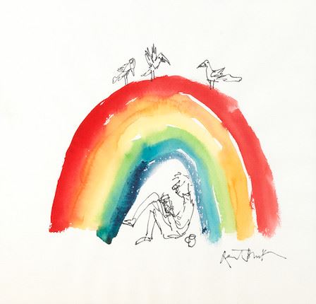 Quentin Blake | Reading, with Birds, (2020) | MutualArt