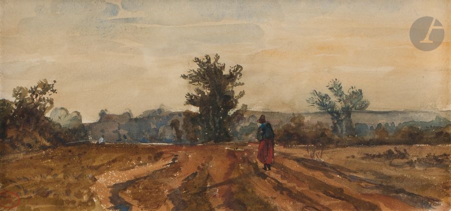 Paul Huët | Peasant woman in a field | MutualArt