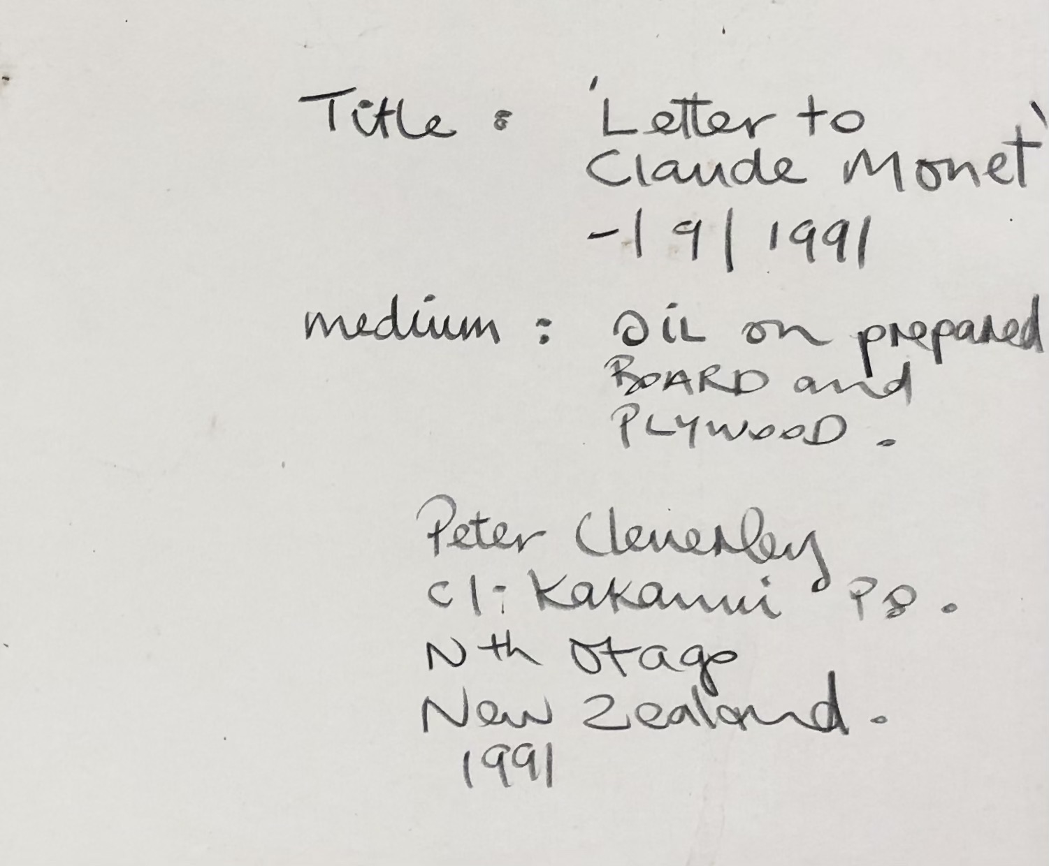 Peter Cleverley | Letter to Claude Monet (1991) | MutualArt
