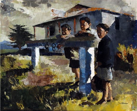 Peter McIntyre | Waiting for the School Bus | MutualArt