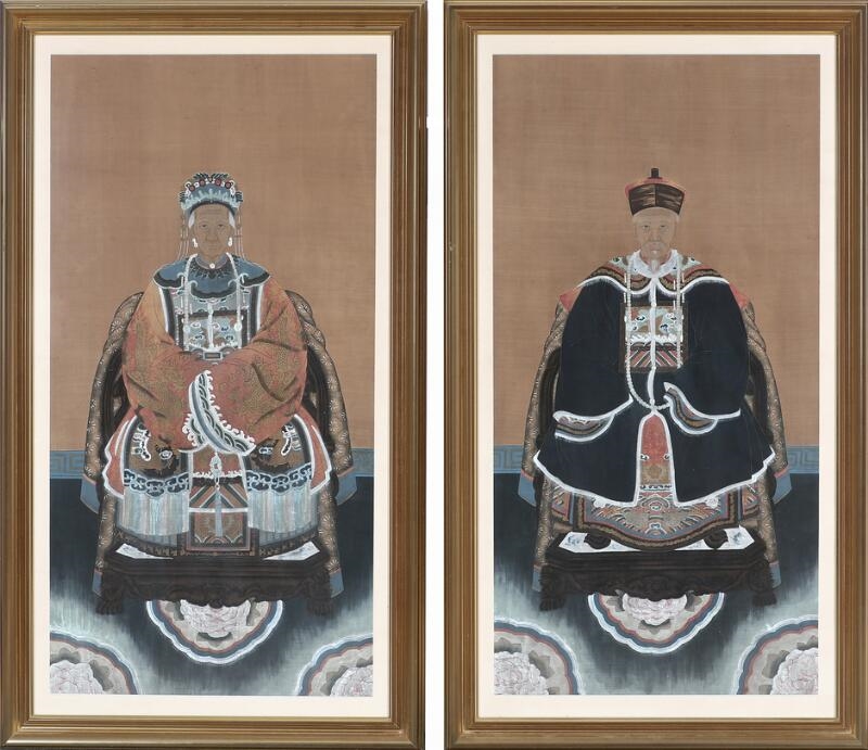 Chinese School, 20th Century | A pair of ancestral portraits, a ...