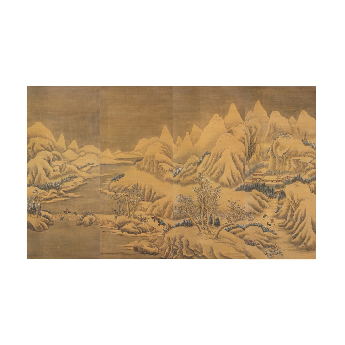 Chinese School | Set of four Chinese landscape hanging scrolls | MutualArt