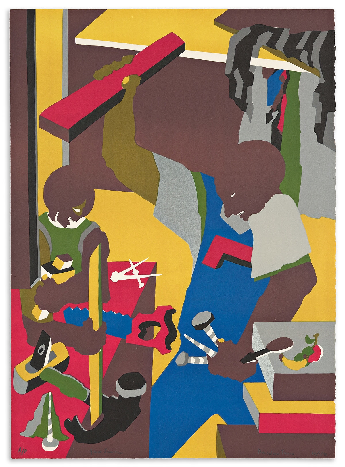 Jacob Lawrence | Builders Three (91) | MutualArt