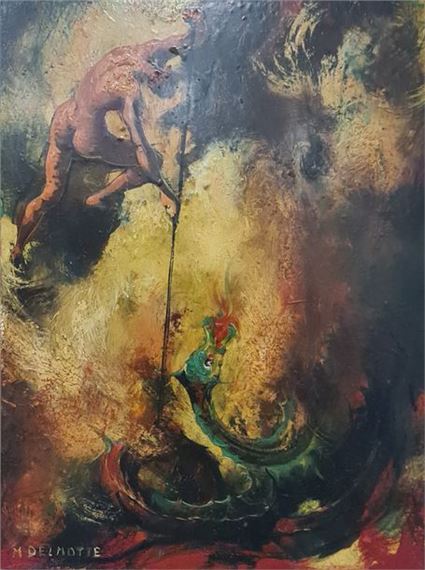 Marcel Delmotte | Surrealist representation of Saint Michael slaying ...