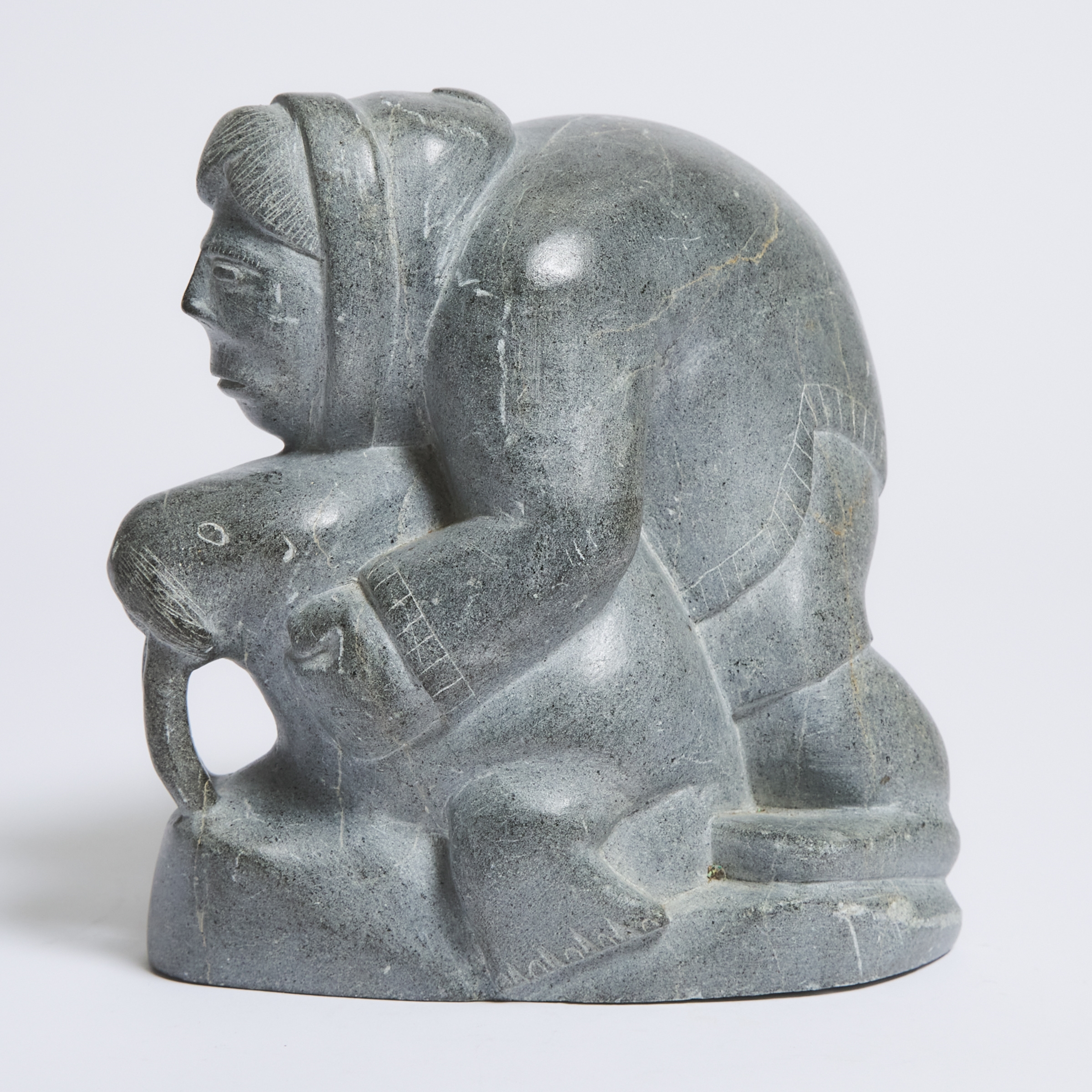 Lucassie Echalook | FIGURE CROUCHING OVER WALRUS | MutualArt