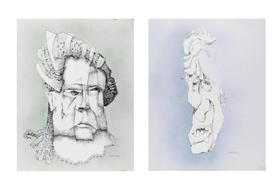 Sam Ringer | Deux portraits caricatures | MutualArt