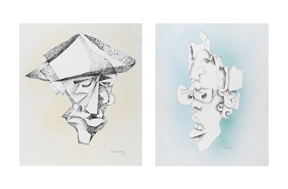 Sam Ringer | Deux portraits caricatures | MutualArt