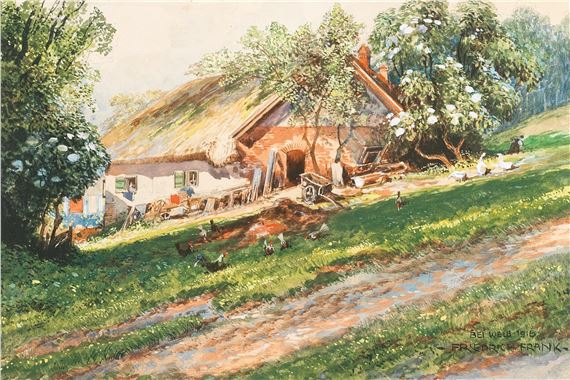 Friedrich Frank | Bauernhaus bei Wels im Frühling (1915) | MutualArt