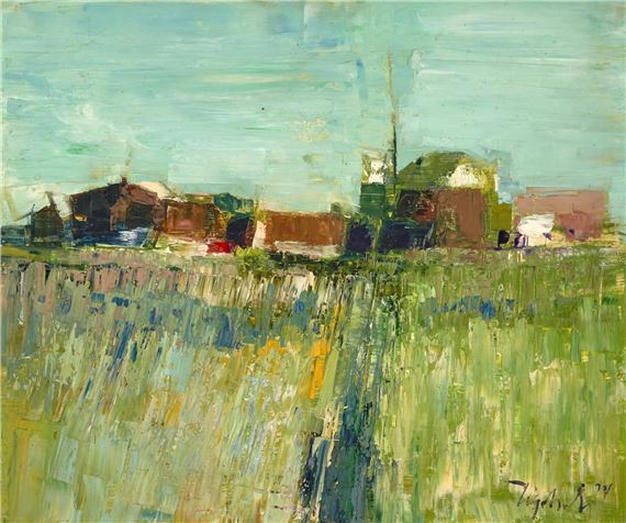 John Tiplady | Landscape with Farmhouse (1974) | MutualArt