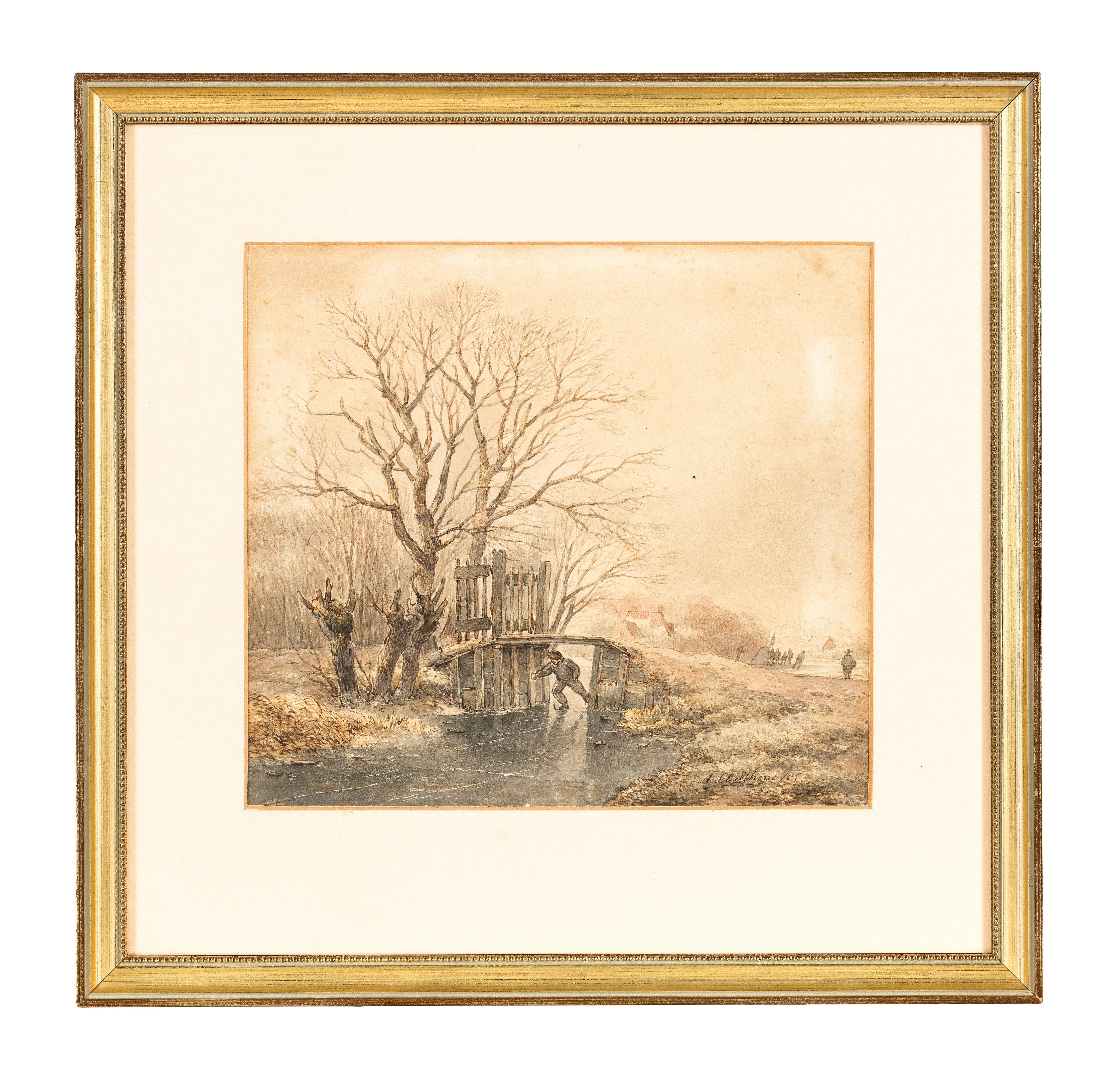 Andreas Schelfhout | Eisläufer an einem Wintertag | MutualArt