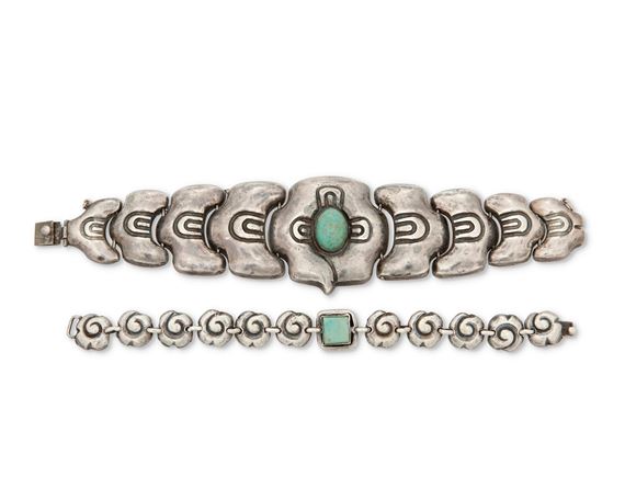 Matilde Poulat | Two Matl silver and turquoise bracelets (1934 - 1948 ...