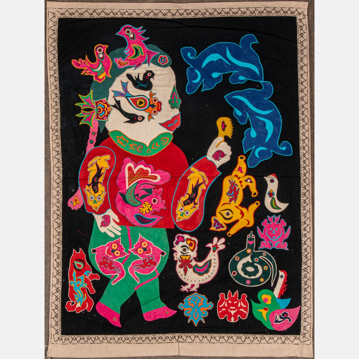 Chinese School, 20th Century | Chinese Huxian Folk Art Cotton Appliqué ...
