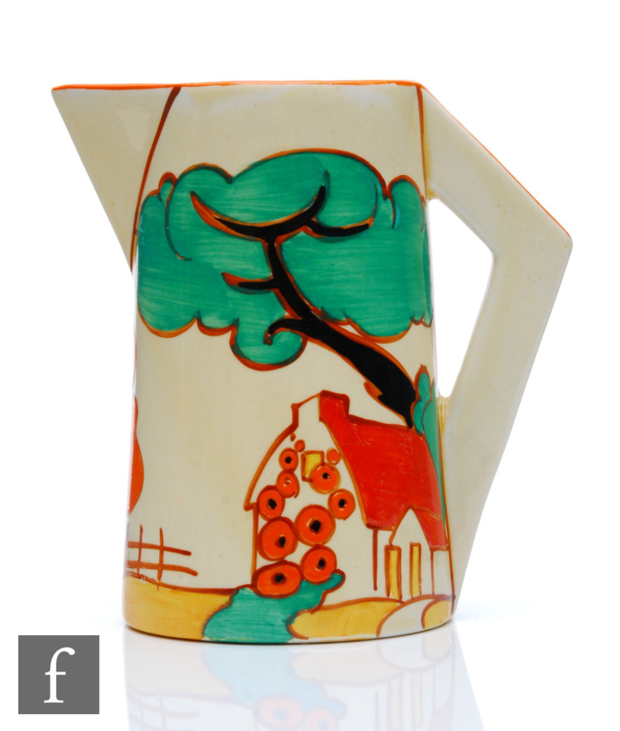 Clarice Cliff | Red Roofs - A conical shape jug (Circa 1931) | MutualArt