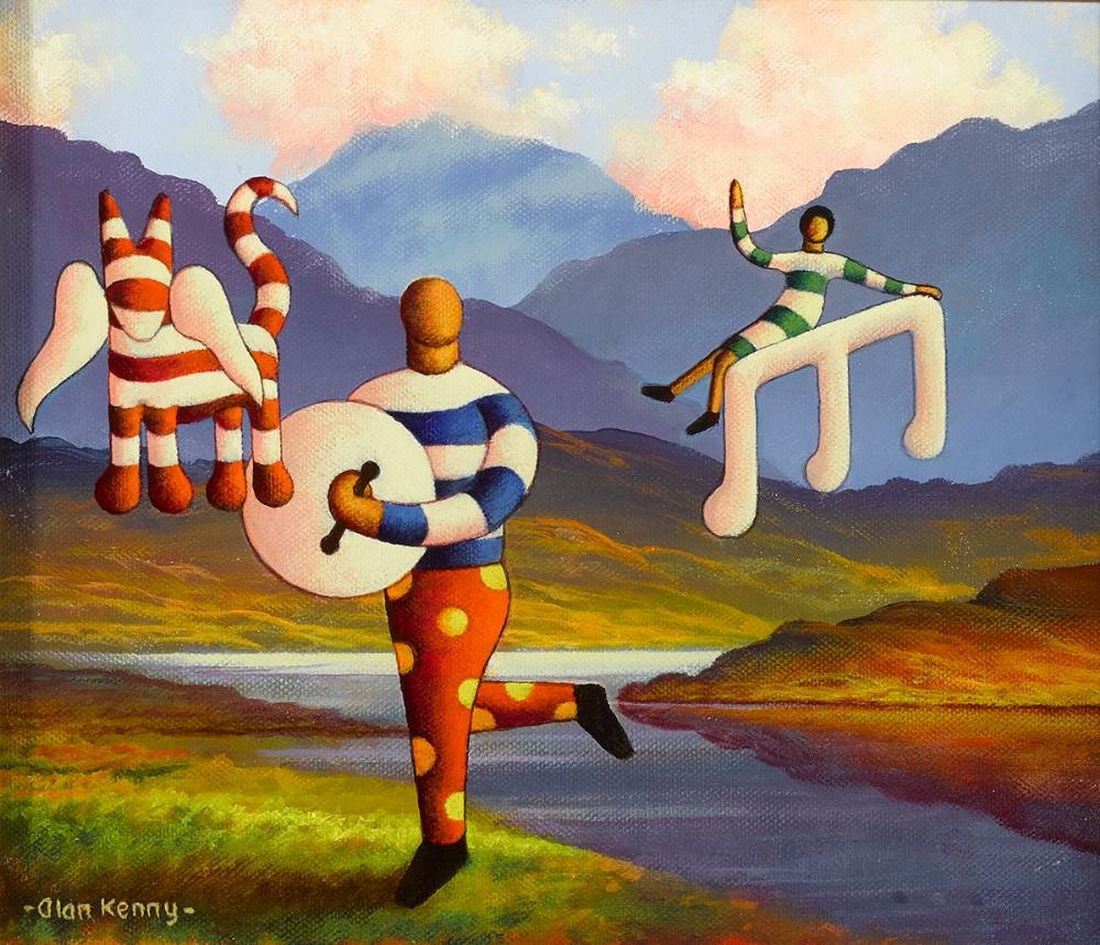 Alan Kenny | BODHRÁN PLAYER AND WINGED CAT (2006) | MutualArt