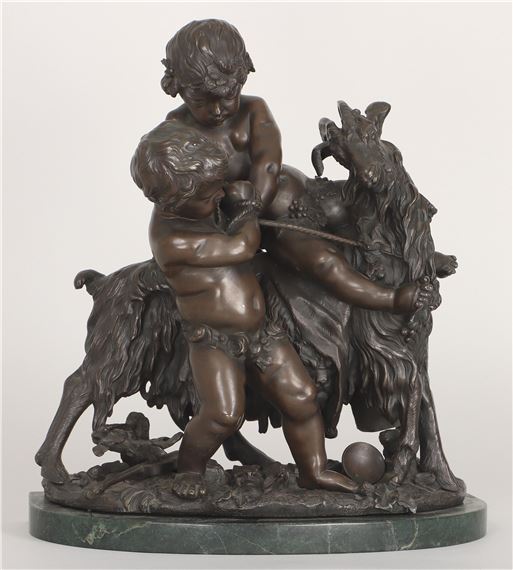 Claude Michel Clodion | bacchanal group of two putti with goat | MutualArt