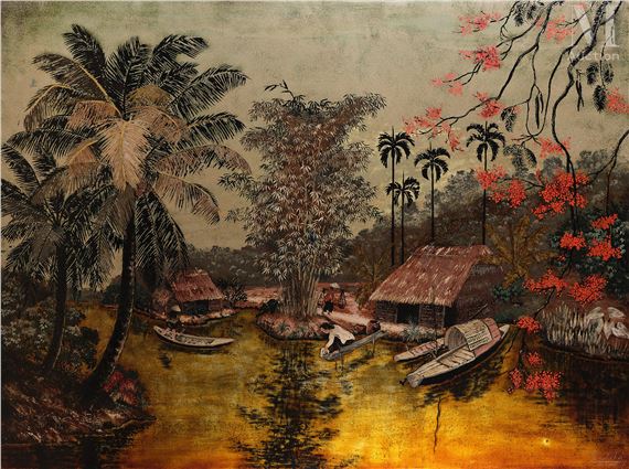 Tran Van Ha | Panneau en laque polychrome | MutualArt