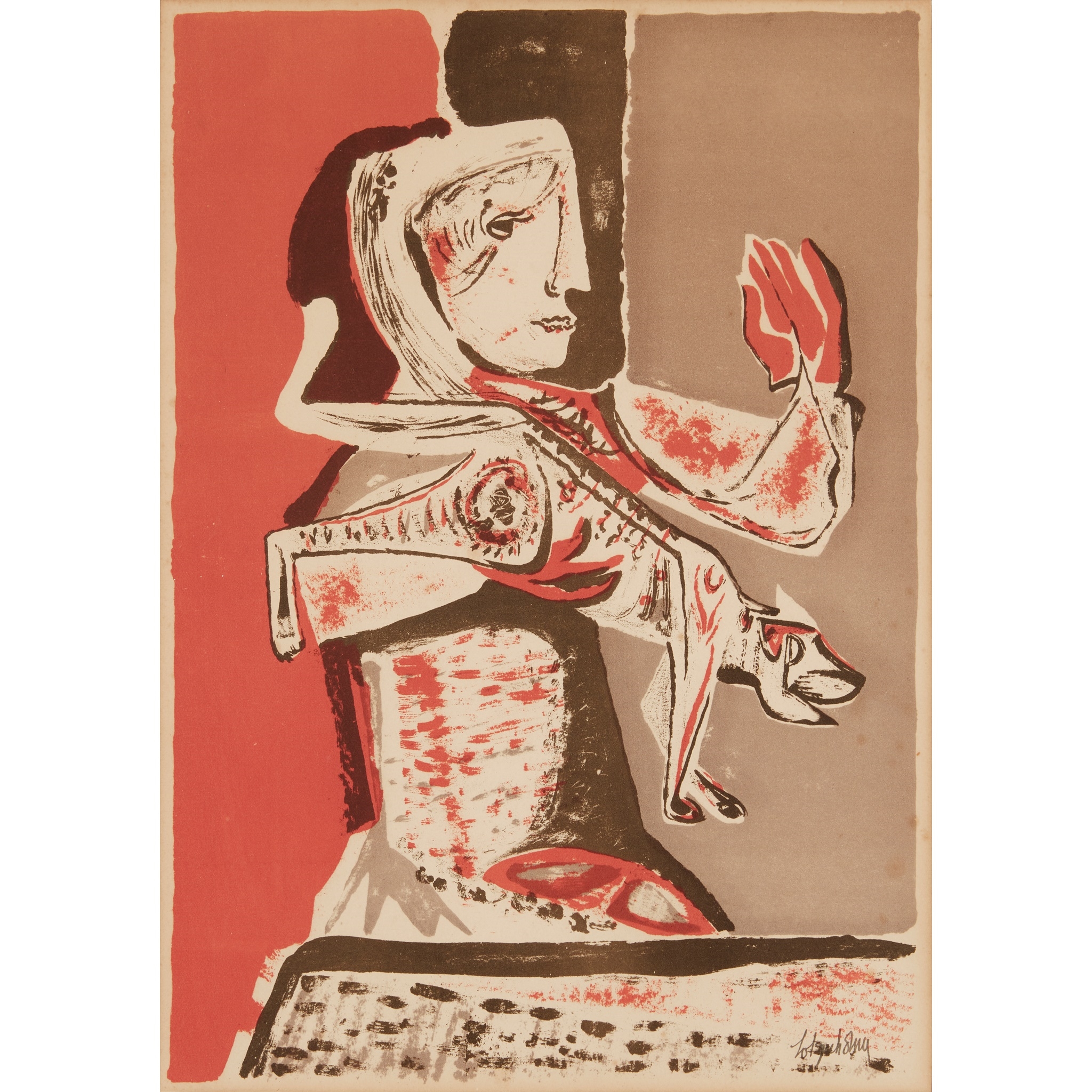 Robert Colquhoun | WOMAN AND CAT | MutualArt