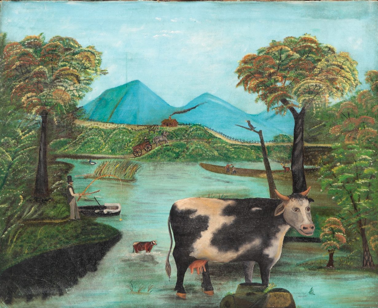 American School, 19th Century | AMERICAN NAIVE LANDSCAPE. | MutualArt