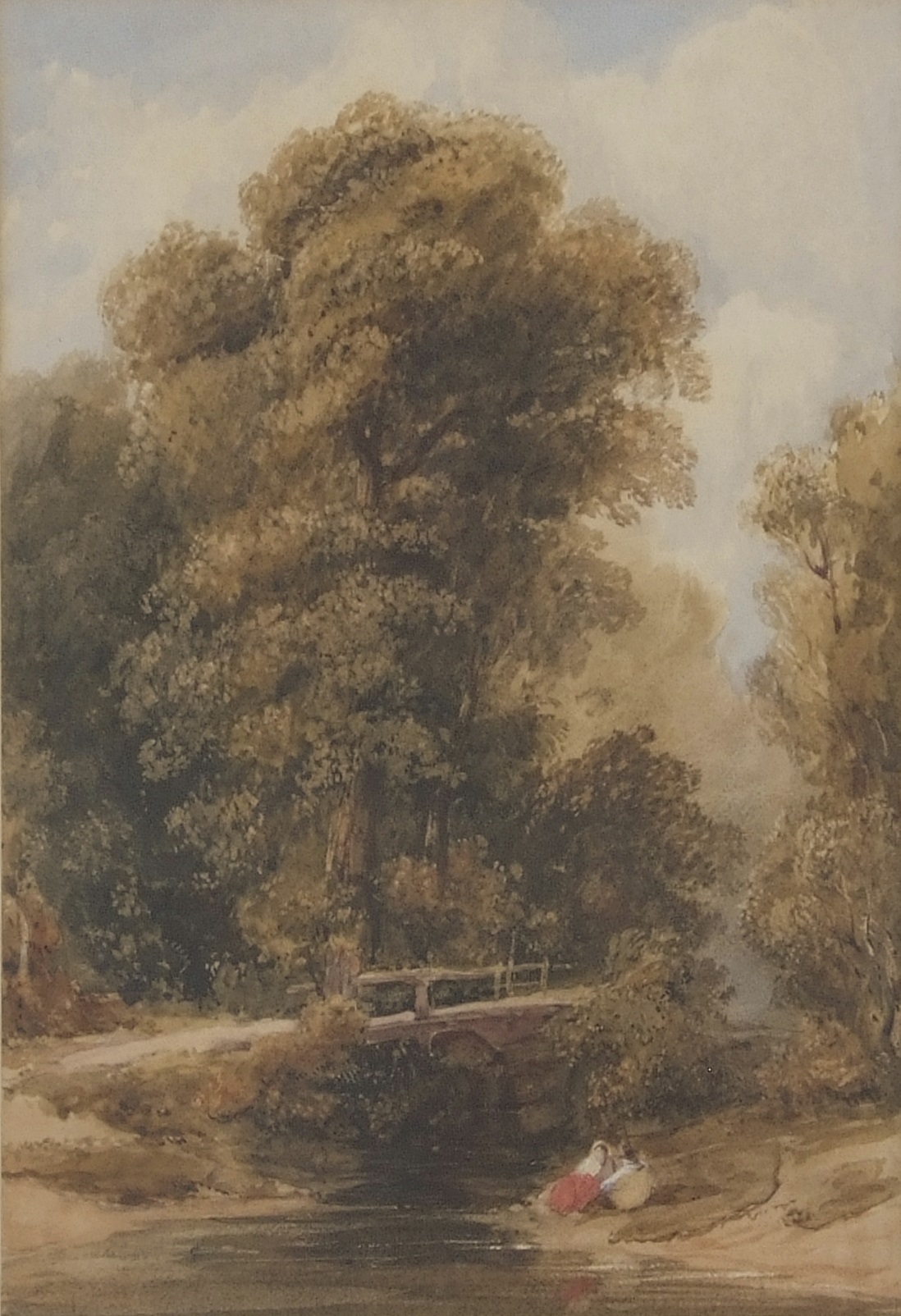 George Arthur Fripp | a countryside landscape with two figures sat by a ...