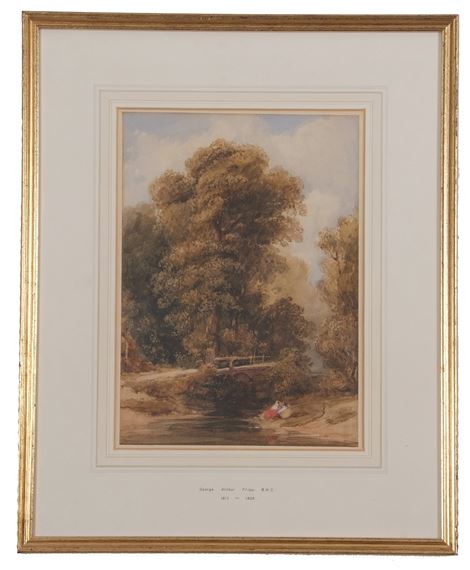 George Arthur Fripp | a countryside landscape with two figures sat by a ...
