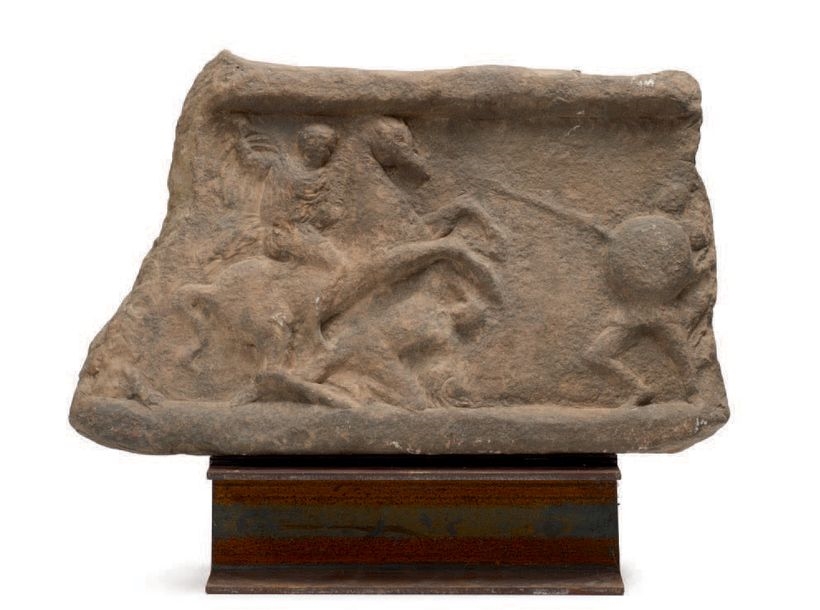 Roman School | a rider with his arm raised, on his rearing horse ...