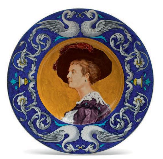 Joseph-Theodore Deck | Circular dish with the portrait of a woman in ...