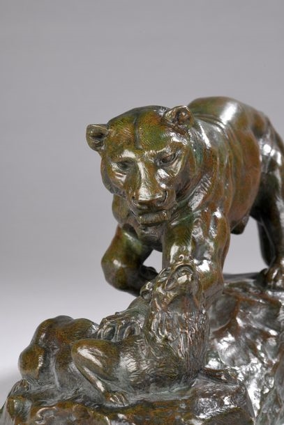 Antoine-Louis Barye | Panther surprising a zibeth (second version ...