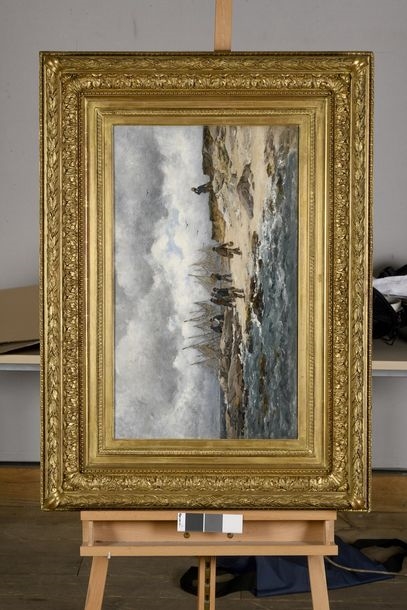 Emile Louis Vernier | The return of the fishermen on the shore | MutualArt