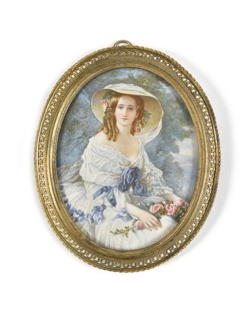 Franz Xaver Winterhalter | Portrait of a lady, three quarter length, in ...