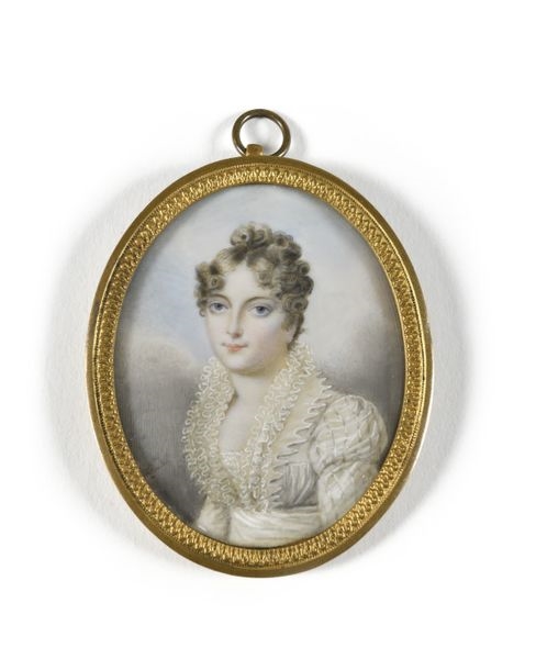 Jean Baptiste Isabey | Miniature portrait with oval view of Marie ...