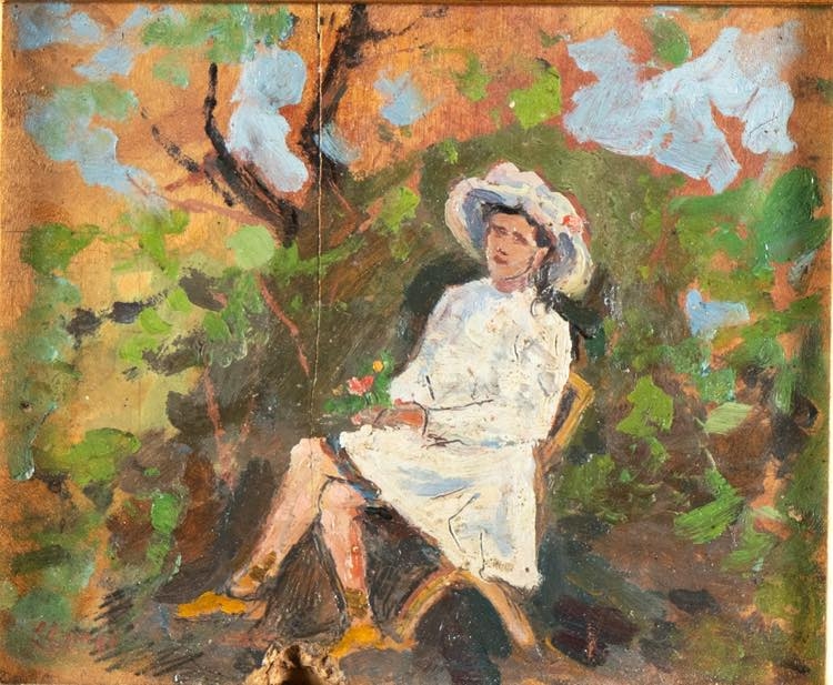 Carlo Corsi | Donna in giardino | MutualArt