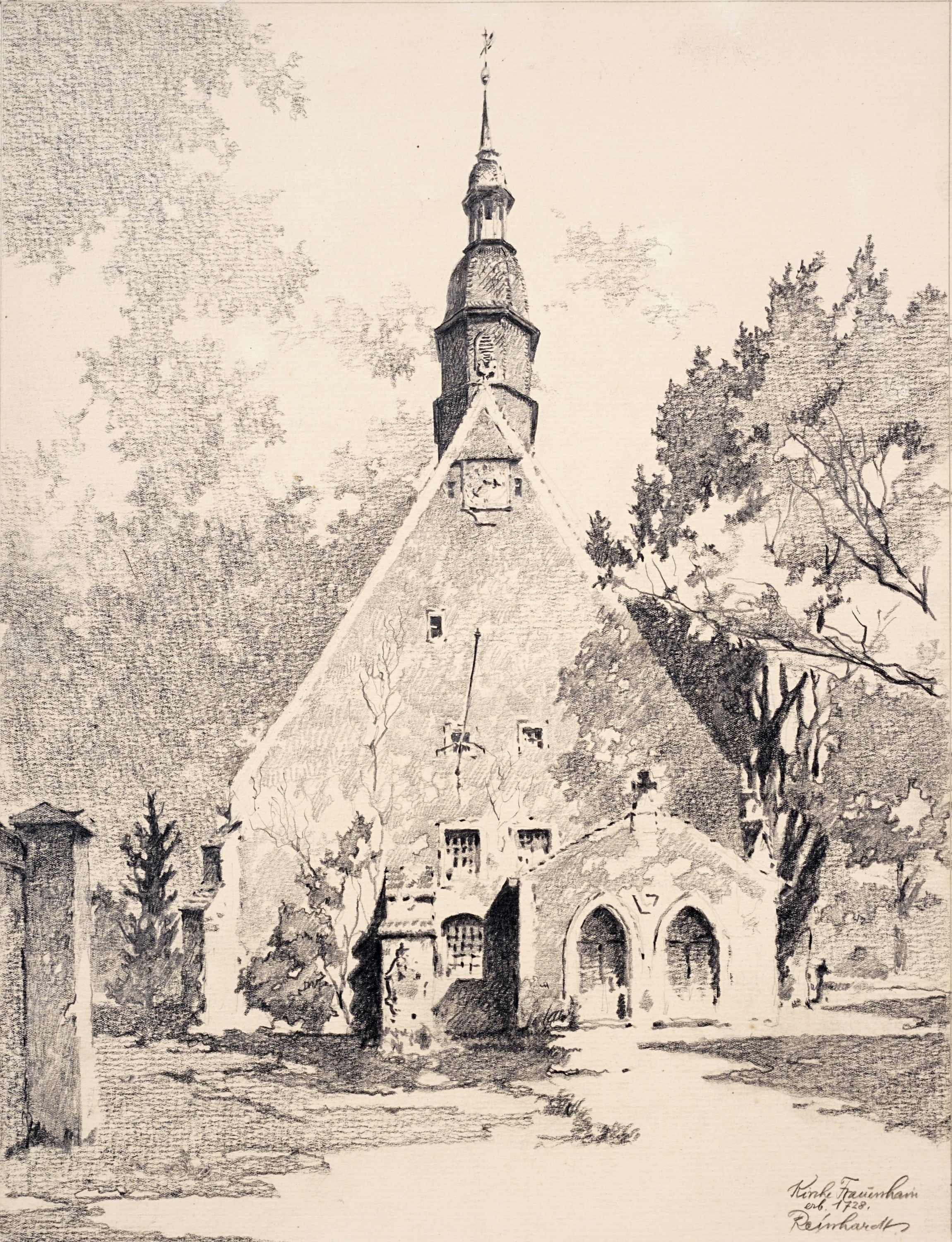 Otto Reinhardt | A) Kirche Frauenhain erb. 1728 b) Im Schloßhof in ...