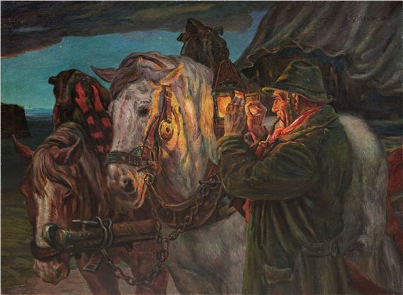 Osmar Schindler | Im Kumptlampenschein (1925) | MutualArt