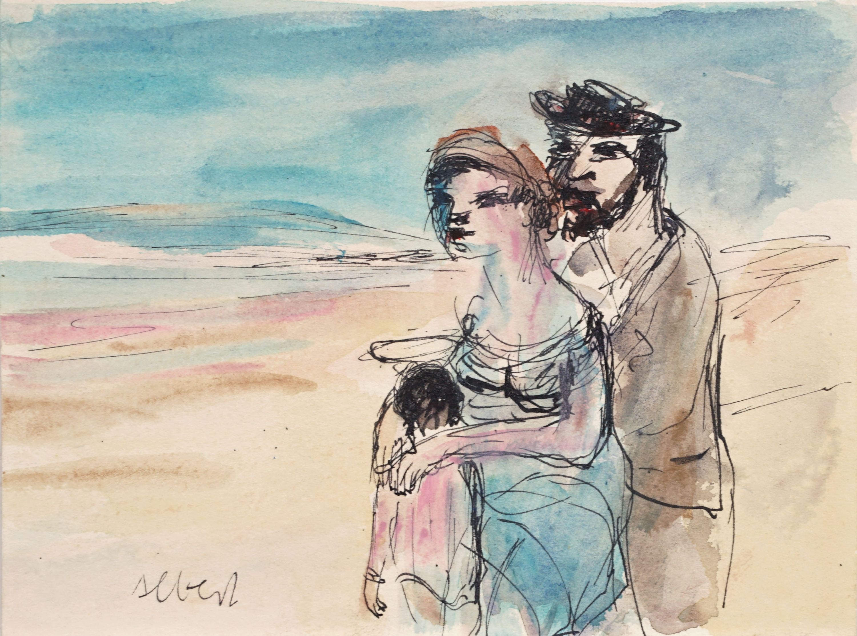 Albert Hennig | Familie am Strand (Circa 1950) | MutualArt