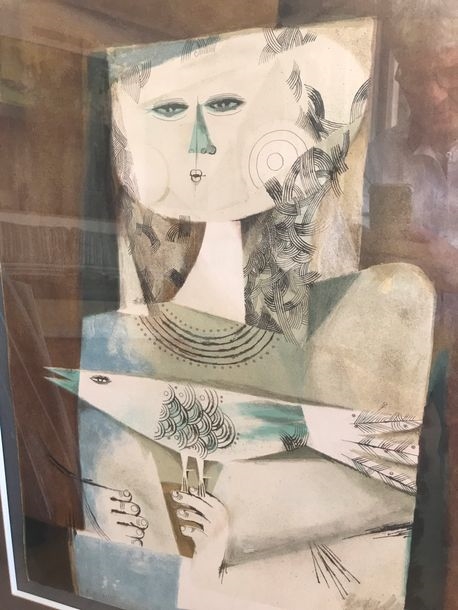 Sami Briss | Female portrait with bird | MutualArt