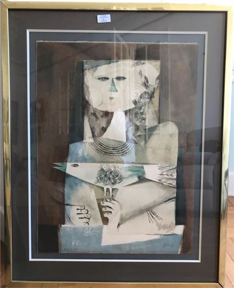 Sami Briss | Female portrait with bird | MutualArt