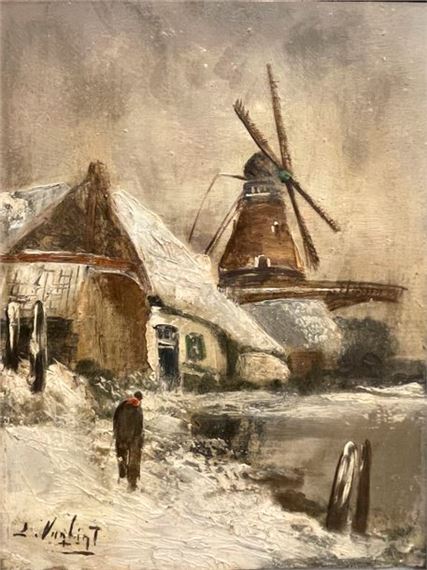Louis Van Lint | Snowy Landscape with Mill | MutualArt