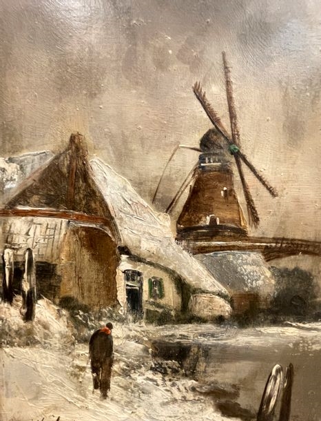Louis Van Lint | Snowy Landscape with Mill | MutualArt