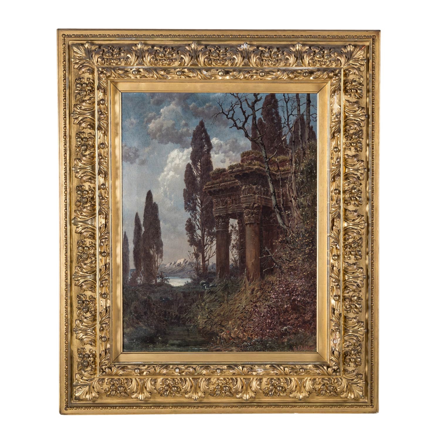 Ferdinand Knab | Southern landscape with classical ruins (1899) | MutualArt