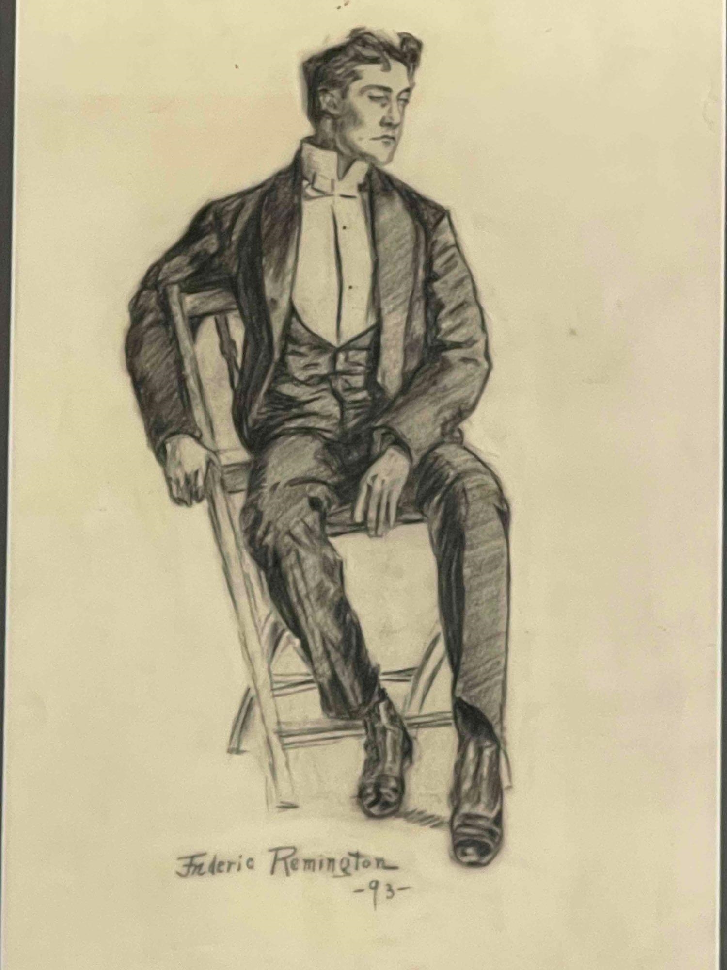 Frederic Remington | Charcoal Drawing Signed Remington | MutualArt