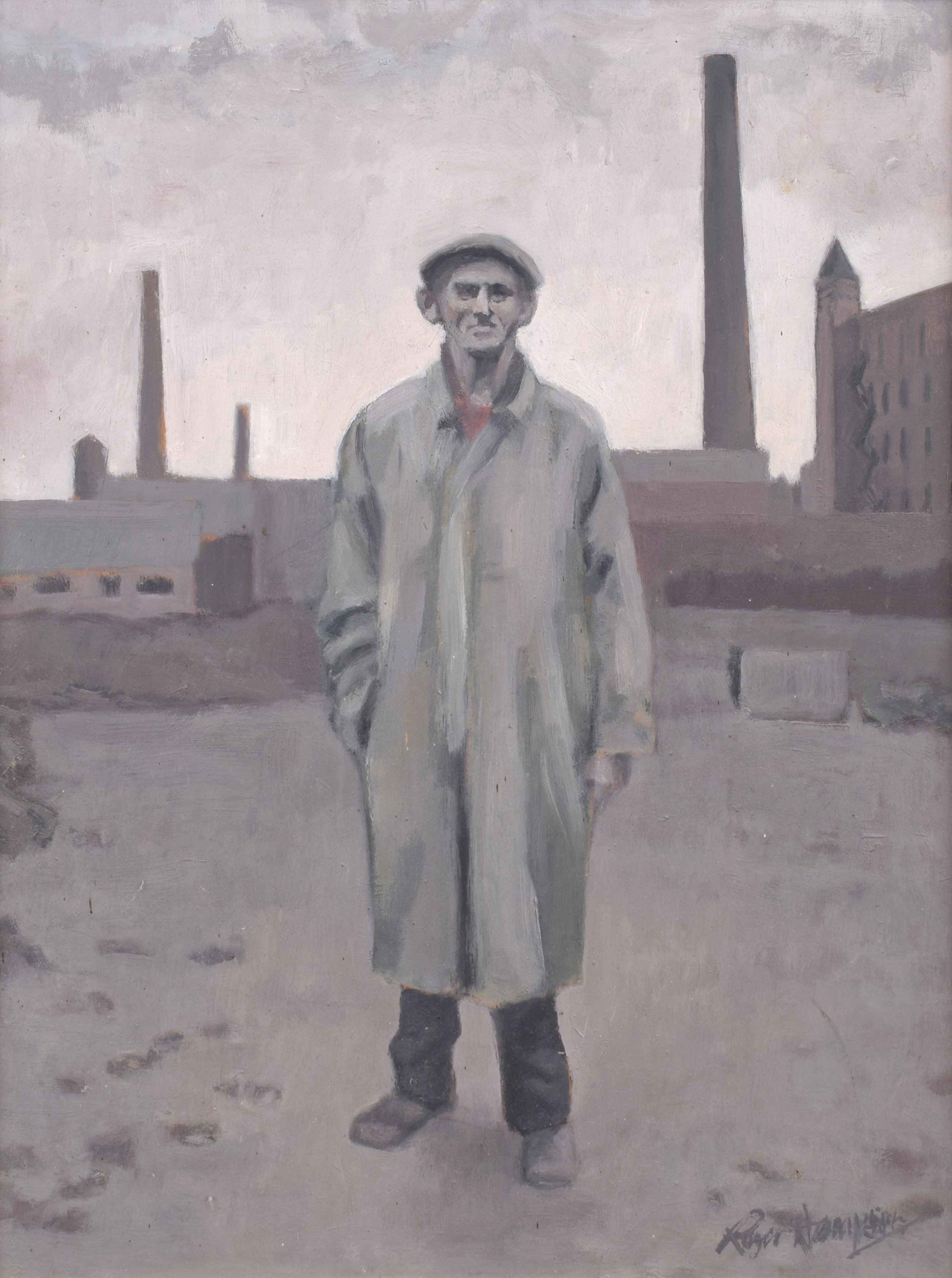 Roger Hampson | Standing male figure in an industrial Northern ...