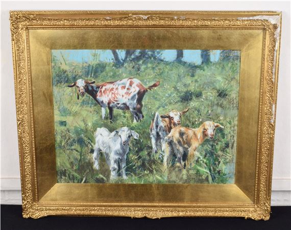 Peter Kenneth Cowley Jackson | Goat and kids in a field | MutualArt