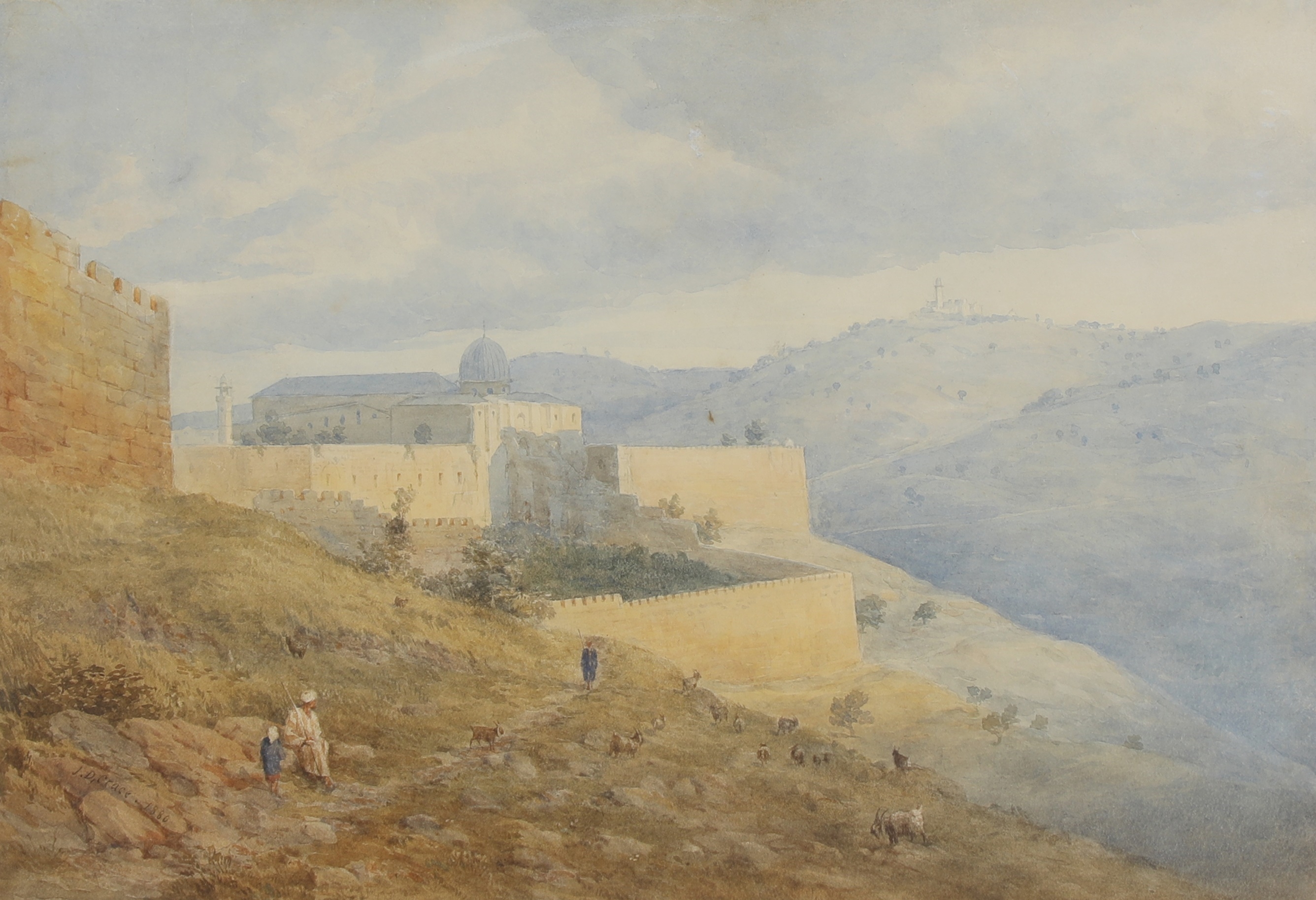 John Dibblee Crace | The Mosque El Aksa and the Mount of Olives ...