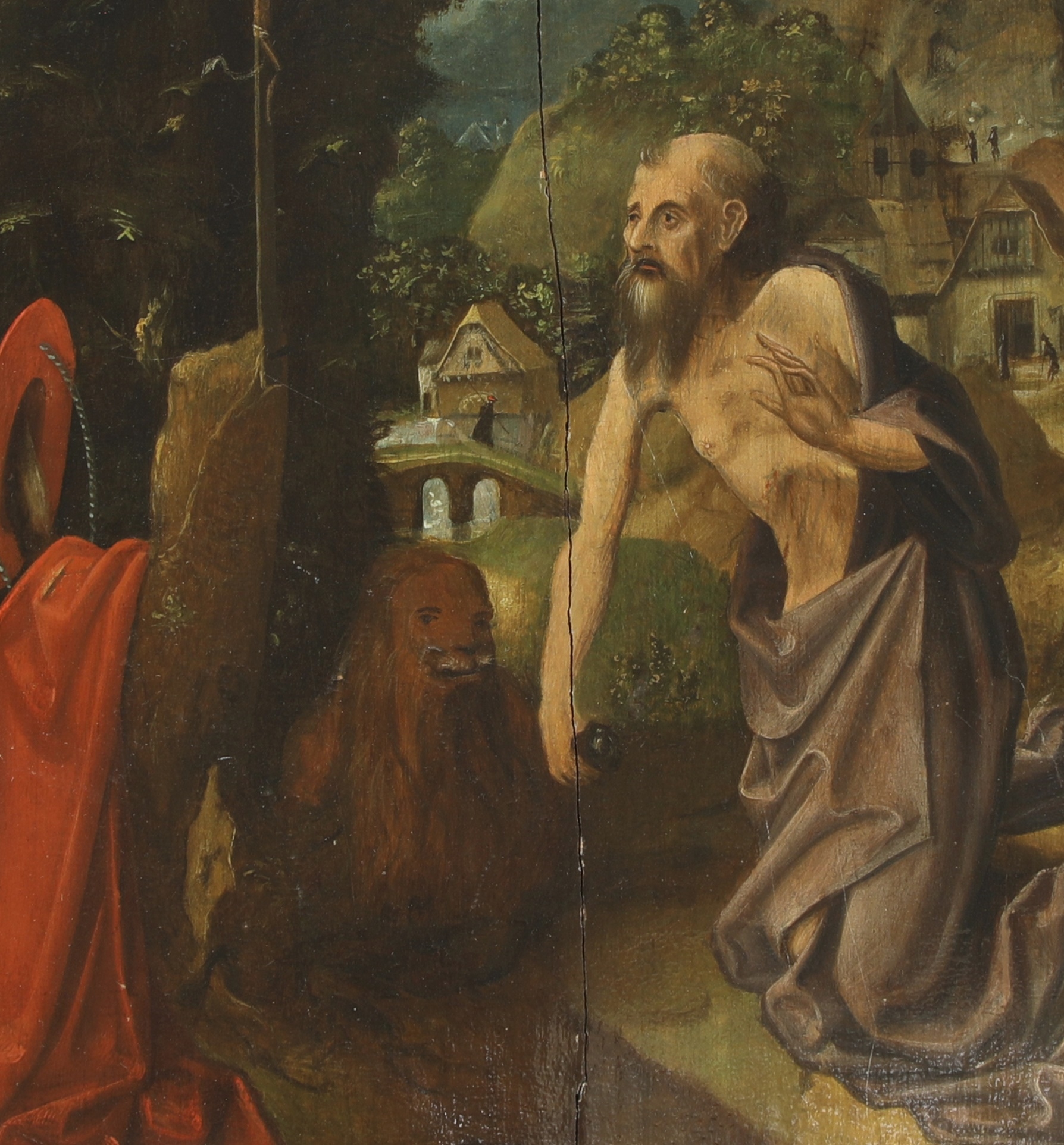 Flemish School, 16th Century | A triptych the central panel with St Jerome in the wilderness the ...
