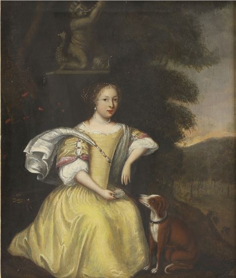 Caspar Netscher | Portrait of a young lady three-quarter-length seated ...