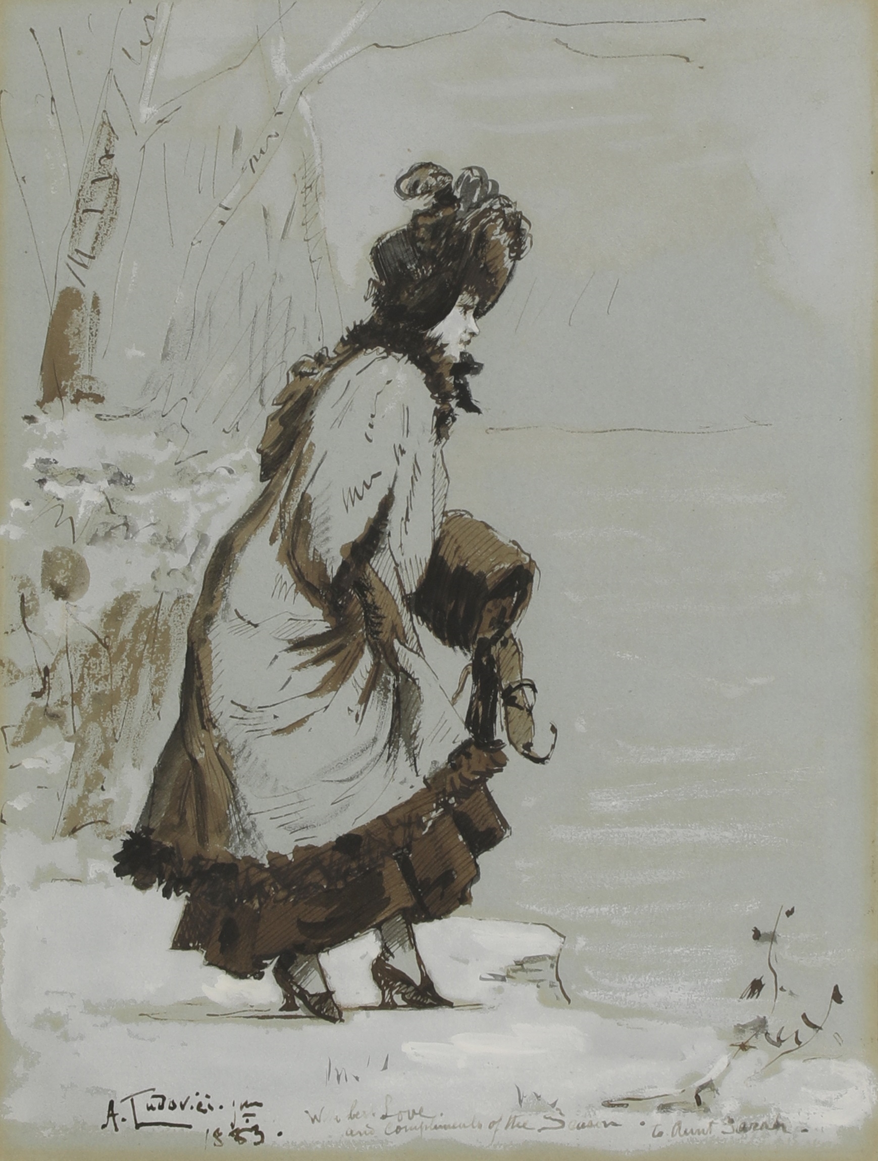 Albert Ludovici Jr. | An elegant lady in a winter landscape (1883 ...
