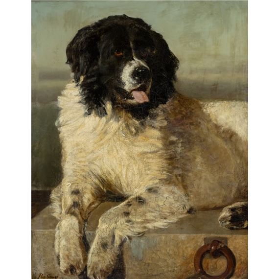 European School, 19th Century | Portret van een Sint Bernhard hond naar ...