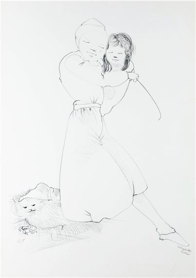 Enrico Colombotto Rosso | Due figure con gatto | MutualArt